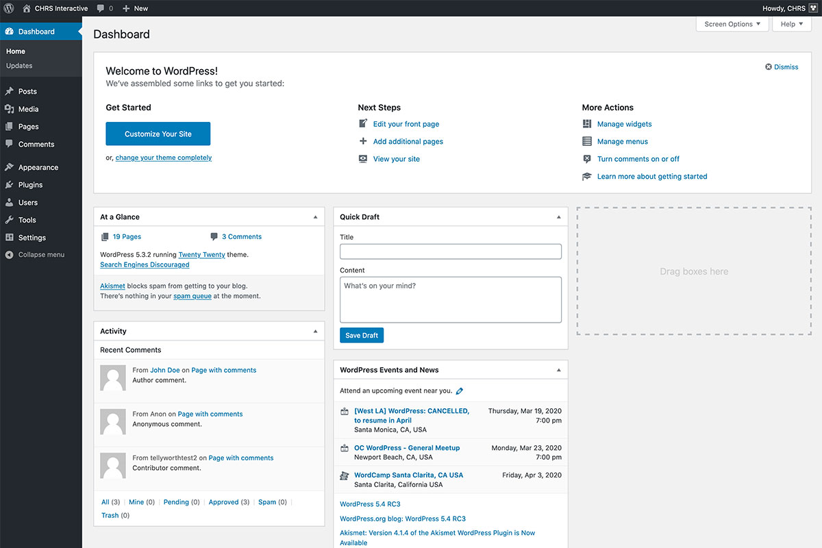WordPress Admin Dashboard Tutorial WordPress Design Blog